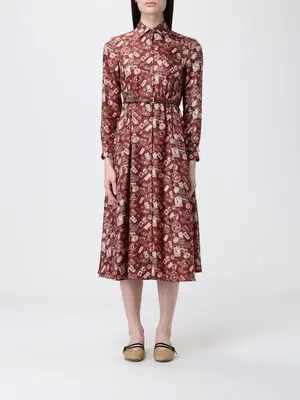Max Mara Printed Silk Chemisier Dress - Red