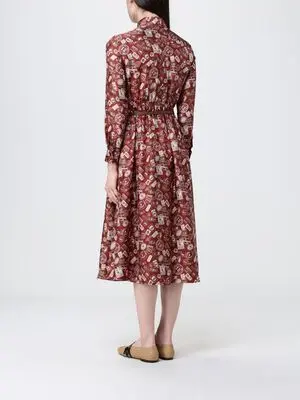 Max Mara Printed Silk Midi Dress With Belt