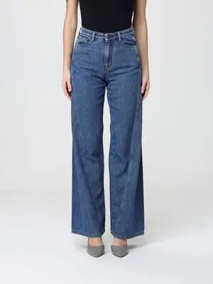 Emporio Armani Cotton Denim Wide Leg Jeans - Blue