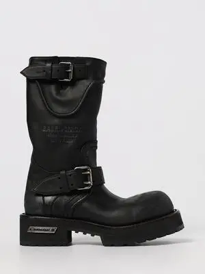Balenciaga Leather Buckled Mid-calf Boots - Black