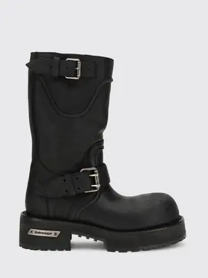 Balenciaga Calfskin Leather Buckled Mid-calf Boots - Black