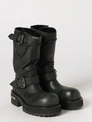 Balenciaga Calfskin Leather Buckled Mid-calf Boots