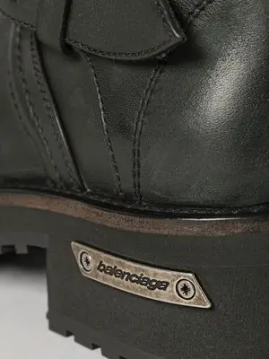 Balenciaga Calfskin Leather Buckled Mid-calf Boots