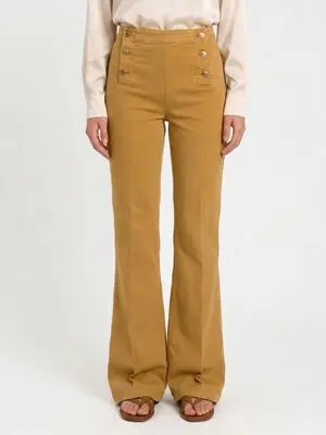 TWINSET Flared Stretch Cotton Trousers - Brown