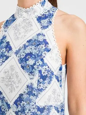 TWINSET Floral Diamond Raffia Dress