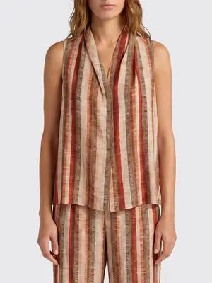 Momoni Sleeveless Silk Blouse With Striped Pattern