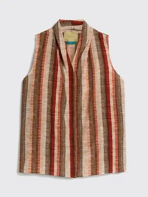 Momoni Sleeveless Silk Blouse With Striped Pattern