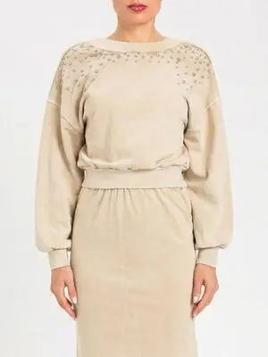 TWINSET Cropped Sweatshirt With Rhinestones