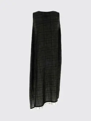 Y’s Asymmetrical Check Cotton And Linen-blend Midi Tunic