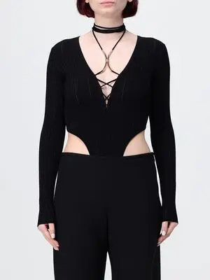 Elisabetta Franchi Viscose Blend Bodysuit Top - Black
