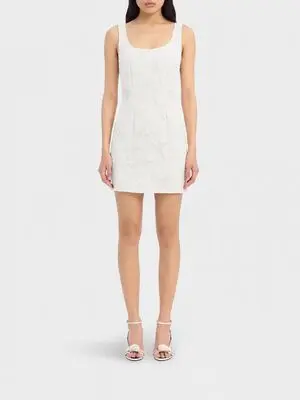 ROTATE BY BIRGER CHRISTENSEN Mesh Mini Dress With Floral Print - White