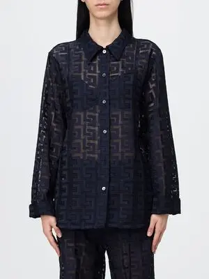 Liviana Conti Monogram Sheer Long Sleeve Shirt
