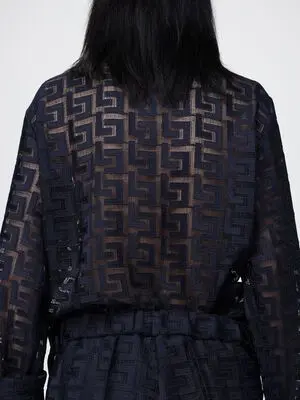 Liviana Conti Monogram Sheer Long Sleeve Shirt