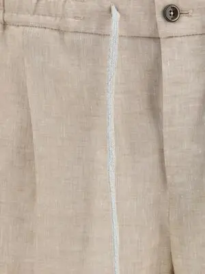 PT TORINO Linen Drawstring Trousers - Beige