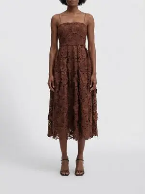 ROTATE BY BIRGER CHRISTENSEN Macramé Midi Dress - Brown