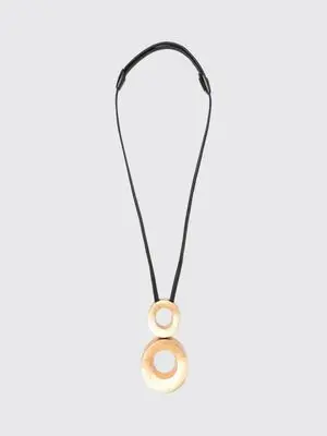 MONIES Eska Gold Chromed Wood And Leather Necklace - Multicolor