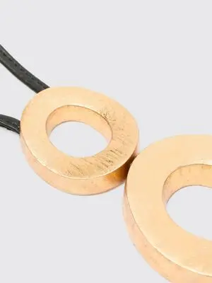 MONIES Gold Chromed Wood And Leather Necklace