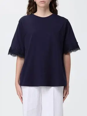 TWINSET Cotton T-shirts With Embroidery - Blue