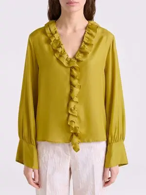 Momoni Silk Blouse With Ruffles - Green