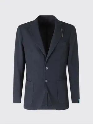 SANTANIELLO Single-breasted Cotton Blazer - Blue