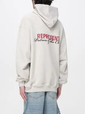 REPRESENT Hooded Sweatshirt With Graphic Detail - Grey