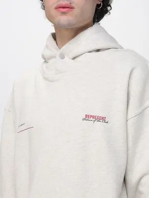 REPRESENT Hooded Sweatshirt With Graphic Detail - Grey