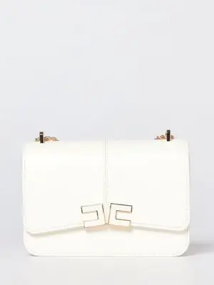 Elisabetta Franchi Faux Leather Bag With Monogram - Ivory