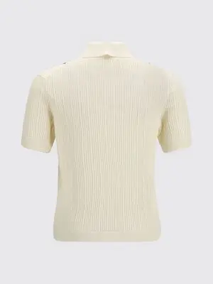 Versace Cotton Knit Polo With Greca Pattern And Zip Closure
