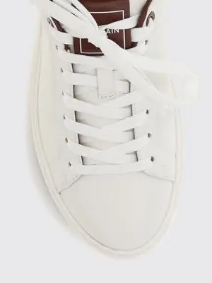Balmain B-court Smooth Leather Sneakers With Printed Logo - White 1