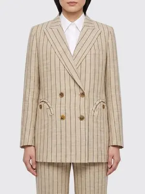 BLAZÉ MILANO Pinstriped Linen Double-breasted Blazer - Grey