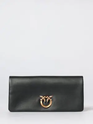 Pinko Click Soft Horizontal Classic Leather Clutch - Black