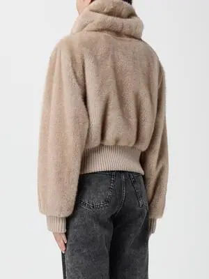 Pinko Faux Fur Bomber Jacket With Zip Detail