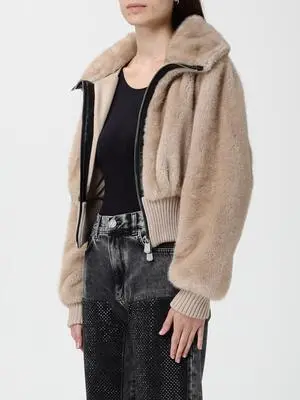 Pinko Faux Fur Bomber Jacket With Zip Detail