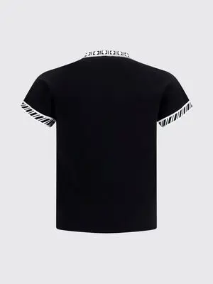 Versace Cotton T-shirt With Logo And Contrast Trims - Black