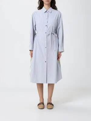 Paul Smith Striped Cotton Blend Shirtdress - Gnawed Blue