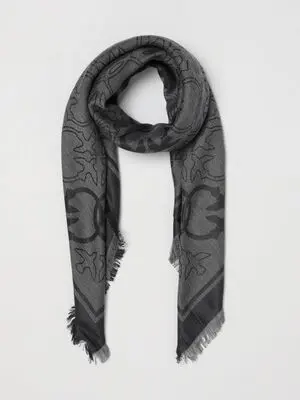 Pinko Love Birds Monogram Viscose-blend Square Scarf - Black