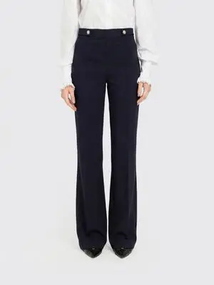 TWINSET Straight Trousers In Viscose Blend - Blue