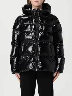Pinko Quilted Waterproof Nylon Short Puffer Jacket With Hood And Elasticated Cuffs - Black
