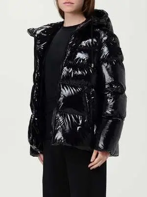 Pinko Quilted Waterproof Nylon Short Puffer Jacket With Hood And Elasticated Cuffs - Black