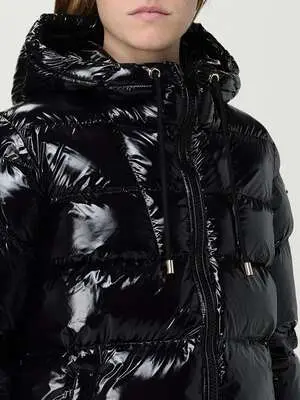 Pinko Quilted Waterproof Nylon Short Puffer Jacket With Hood And Elasticated Cuffs - Black