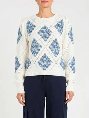 TWINSET Cotton Crewneck Pullover With Diamond Pattern - Multicolor
