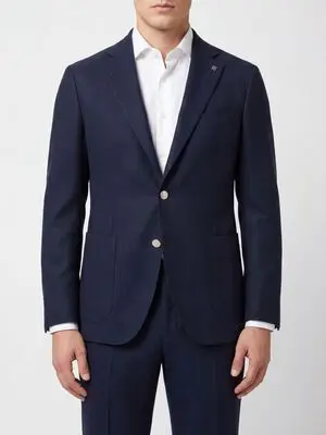 Tagliatore Single-breasted Blazer In Pure Virgin Wool With Peak Lapels - Blue
