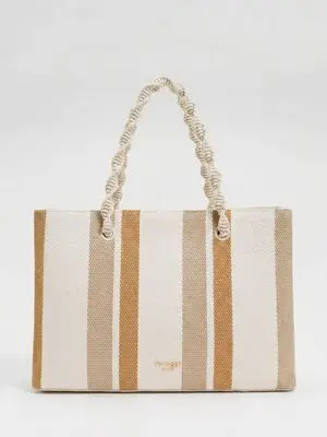 TWINSET Striped Canvas Bag - Pearl