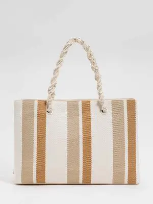 TWINSET Striped Canvas Bag - Pearl