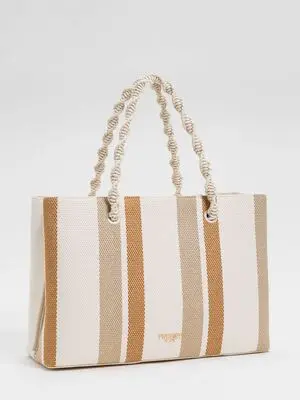 TWINSET Striped Canvas Bag - Pearl
