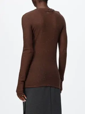 Pinko Long Sleeve Embellished Jumper - Brown