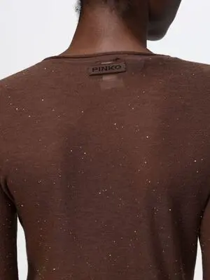 Pinko Long Sleeve Embellished Jumper - Brown