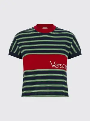 Versace Slim Fit Striped Cotton T-shirt - Green
