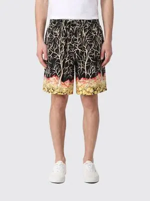 Y’s Graphic Print Shorts In Rayon With Elasticated Waist - Black