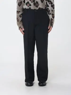 LANEUS Linen Blend Wide-leg Trousers - Black